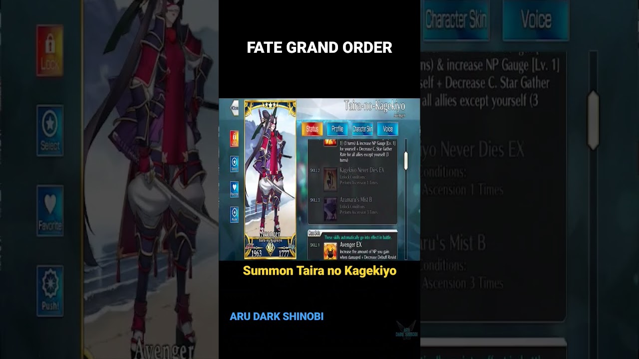 Fate Grand Order – Summon Taira no Kagekiyo SSR ⭐⭐⭐⭐⭐Avenger #SHORTS #FGO │ 2023おすすめアプリゲーム動画配信まとめ